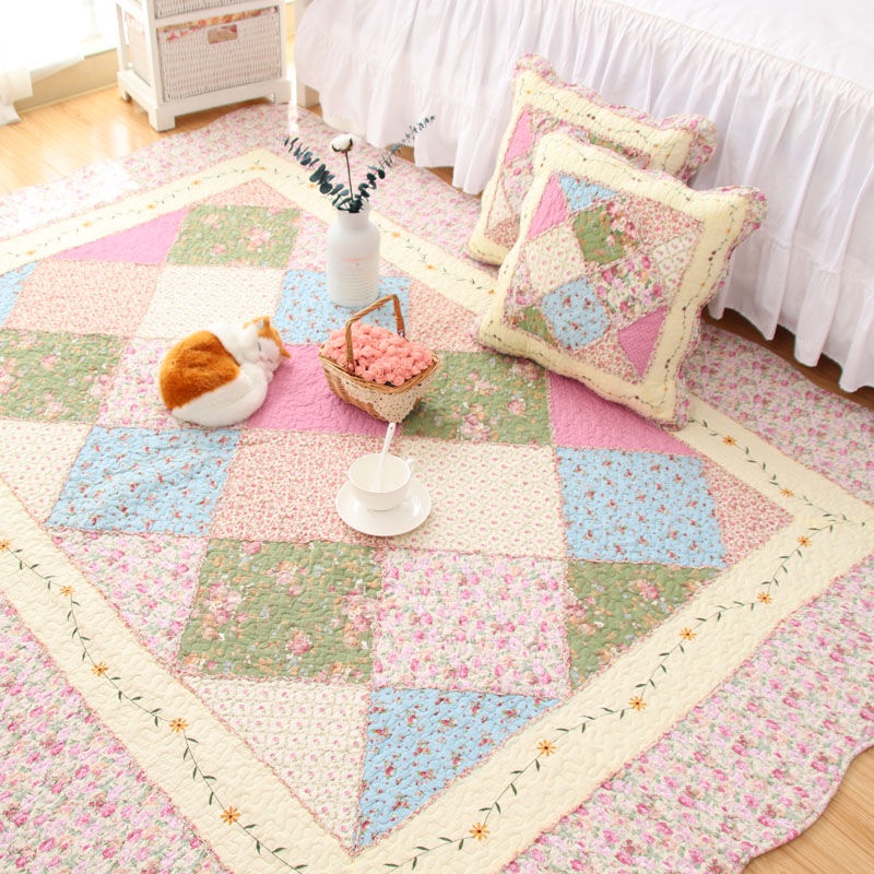 Korean Style Pastoral Cotton Quilted Anti-Slip Thickened Floor Mat Baby ...