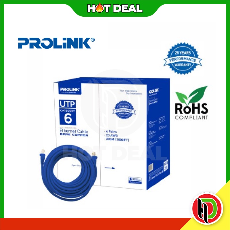 Hotdeal PROLiNK® Cat6 23AWG Solid Bare Copper UTP Network Ethernet ...