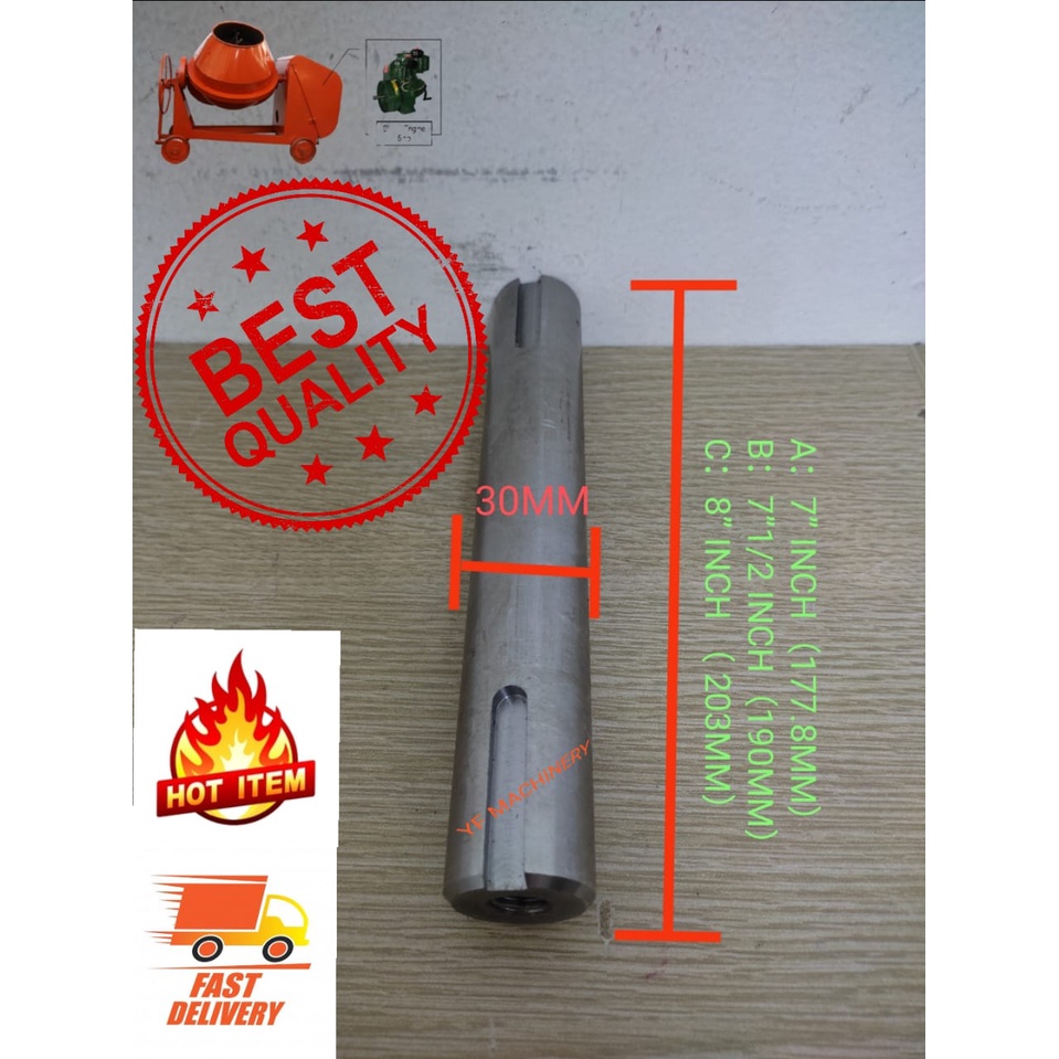 READY STOCK Concrete mixer 7T gear shaft 30mm Mesin bancuh simen 7"- 7 ...