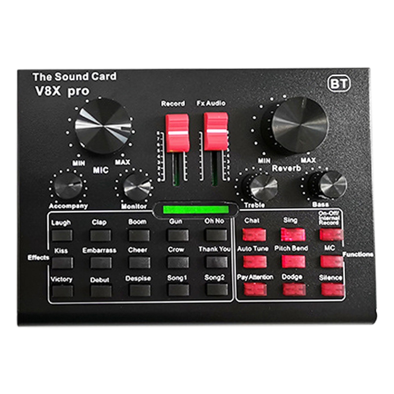V8X PRO Audio Mixer Live Sound Card Bluetooth 15 Sound Mode DSP ...