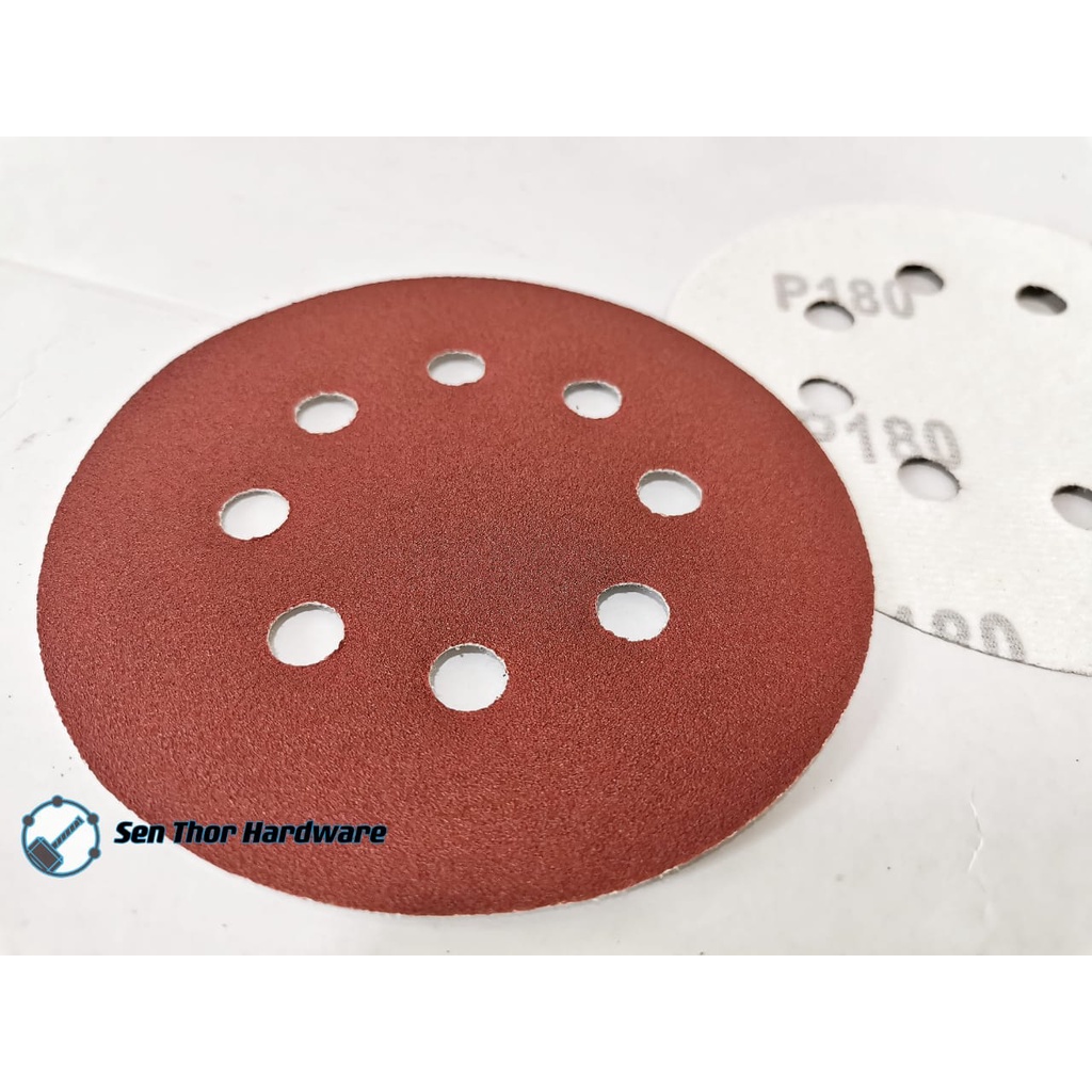 5 inchi 8-Hole Brown Flocking Loop Round Sand Paper 5寸8孔植绒褐色圆砂纸 Sen ...