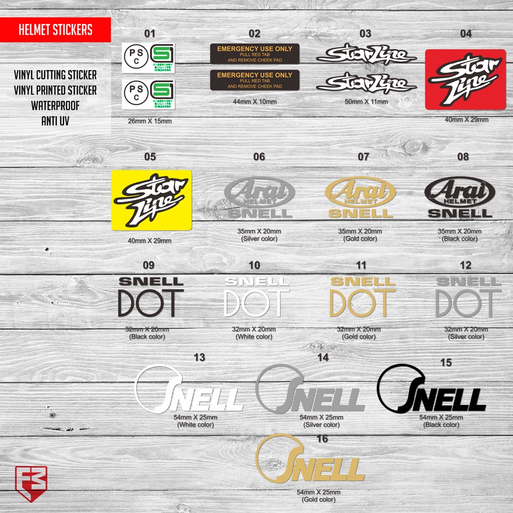 Helmet Logo Sticker Catalog 1 Repaint Repair Modification kyt ink zeus ...