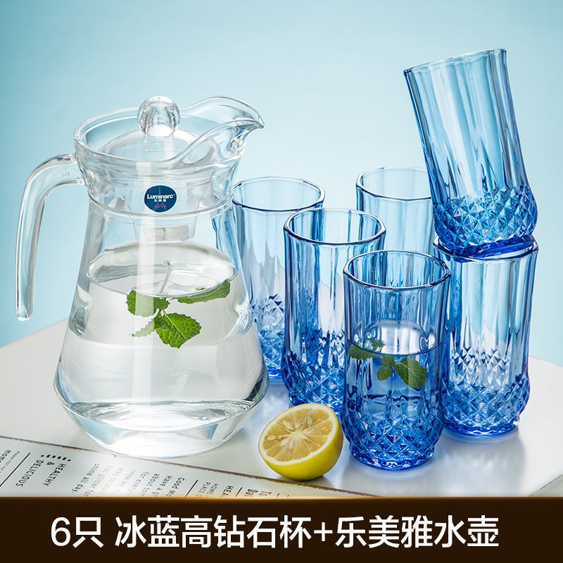 ☄Cawan Kaca Rumah Ruang Tamu Minum Set Cerek Dingin Minum Air Cawan ...