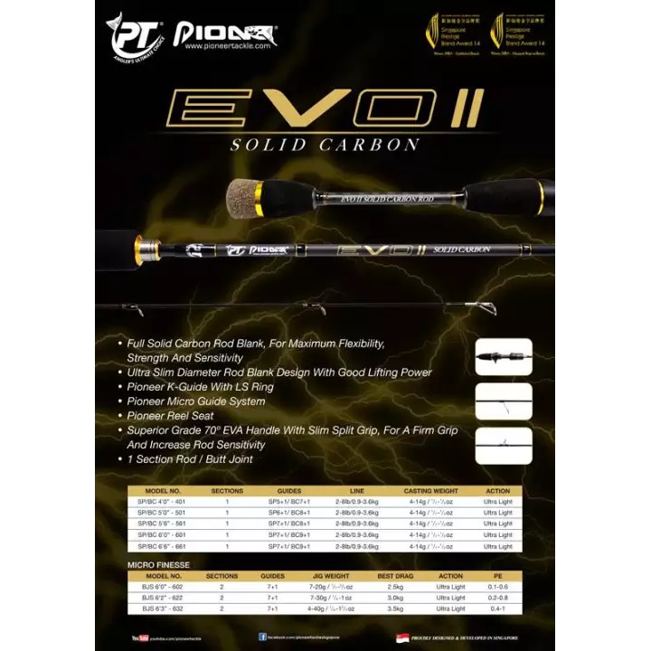 PIONEER EVO II SOLID CARBON BAITCASTING & SPINNING ROD | Shopee Malaysia