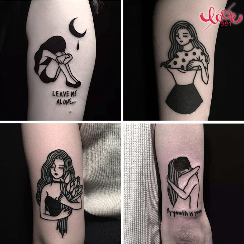 100pcs dark series waterproof tattoo stickers men and women couple ...