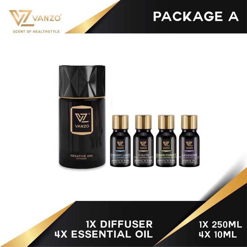 Vanzo Negative Ion Aroma Diffuser + Essential Oil Set (Lavender, Dawn ...