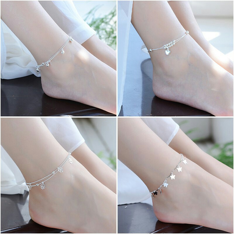 🇲🇾 READY STOCK MALAYSIA 🔥 GELANG KAKI 925 silver Double layer Women Anklet Love heart Gelang ...