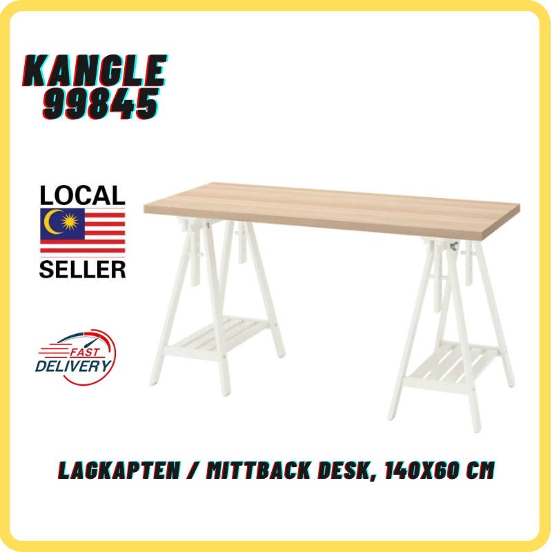 LAGKAPTEN / MITTBACK Desk, 140x60 cm | Shopee Malaysia