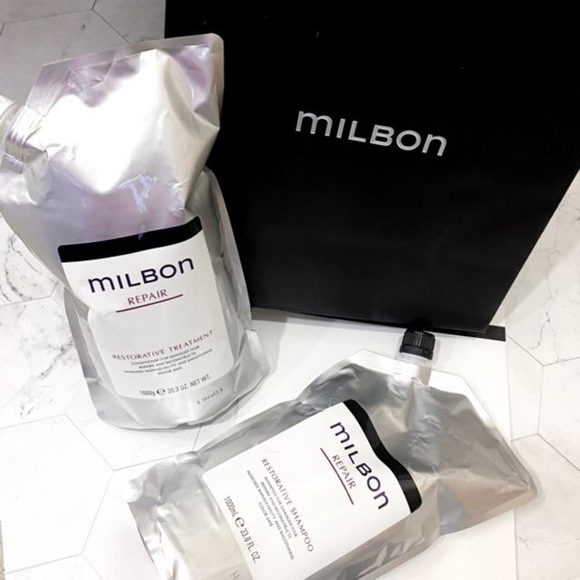 Milbon Repair Restorative Shampoo / Treatment Refill Pack 1000ml ...