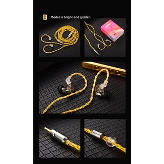 QKZ T1 200 Cores 8 Strand OFC Copper Silver-Plated Earphone Cable Replacement 2 Pin 0.75mm KZ ...