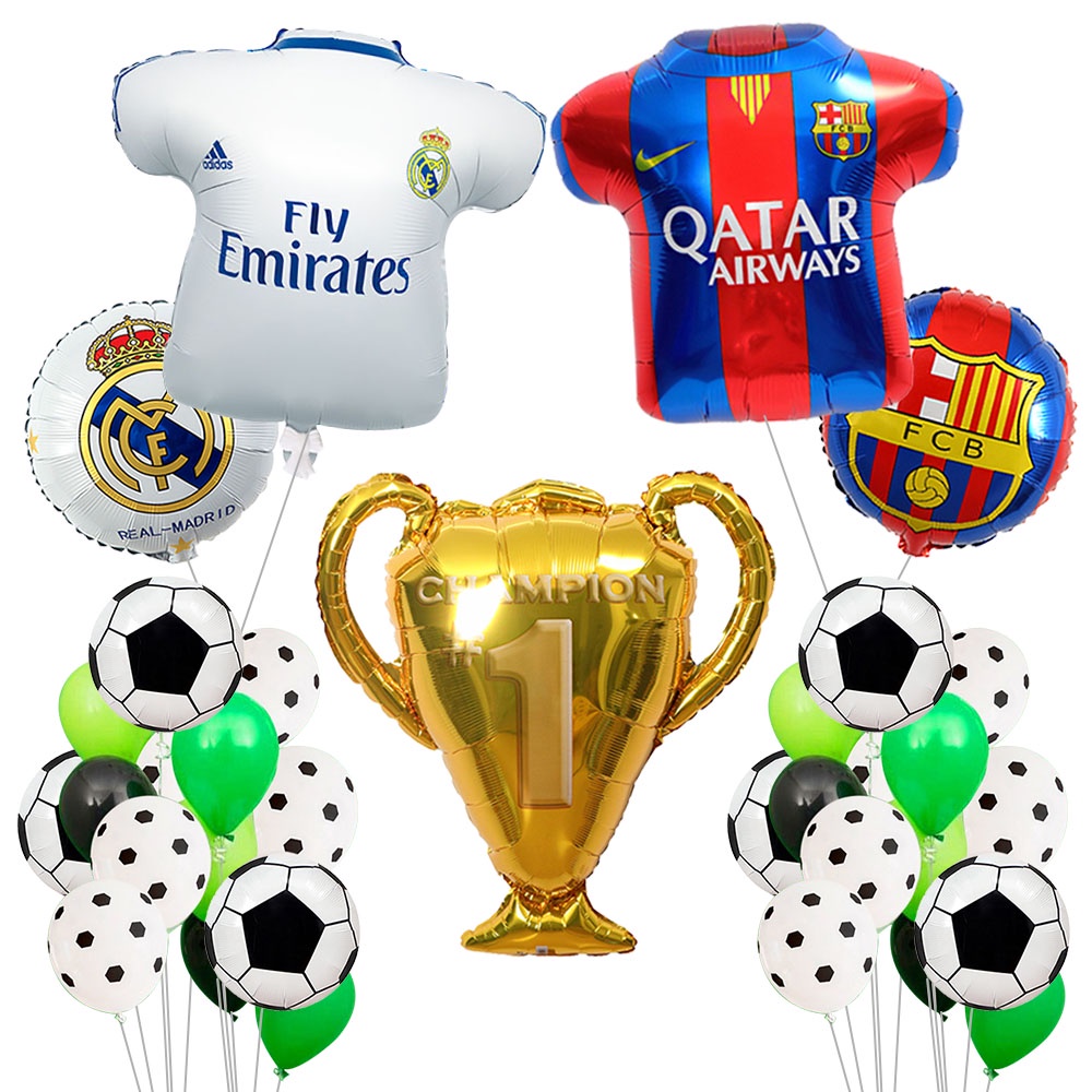 Boys Birthday Party Sport Football Theme Balloons Messi Ronaldo Real ...