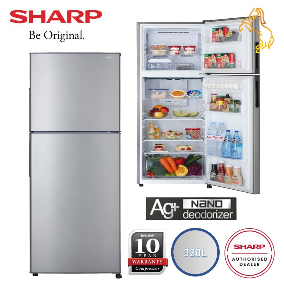 Sharp 320 Litre SJ325MSS 2 Door No Frost Refrigerator Fridge With 10 ...
