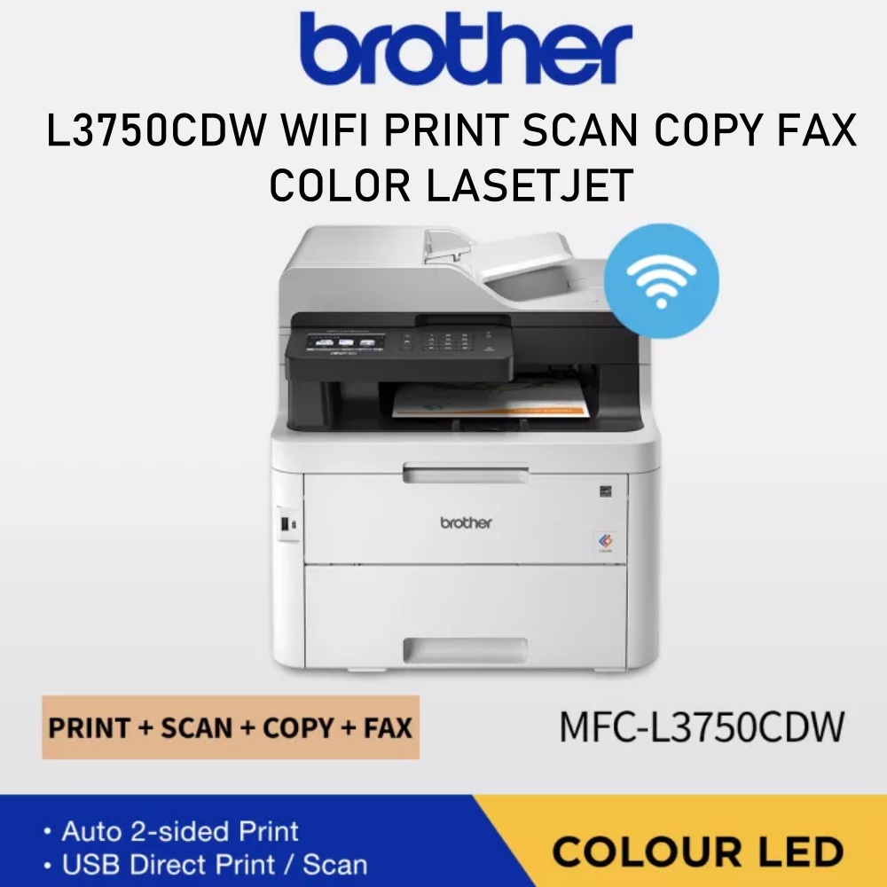 Brother MFC-L3750CDW Color Laser Print Scan Copy Fax LED Duplex ...