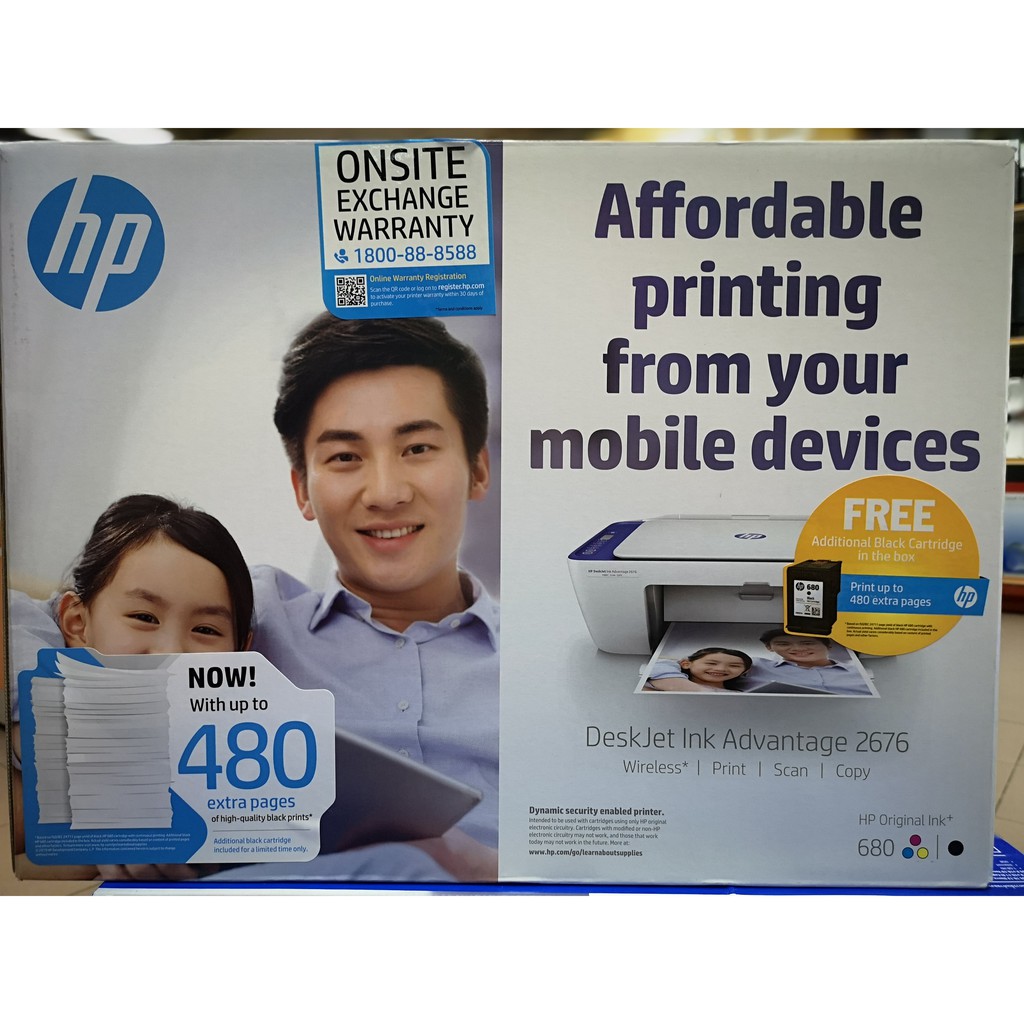 HP Deskjet Ink Advantage 2676 WIRELESS PRINTER (EXTRA FREE 1 BLACK INK) E410 E510 E3170 E560R ...
