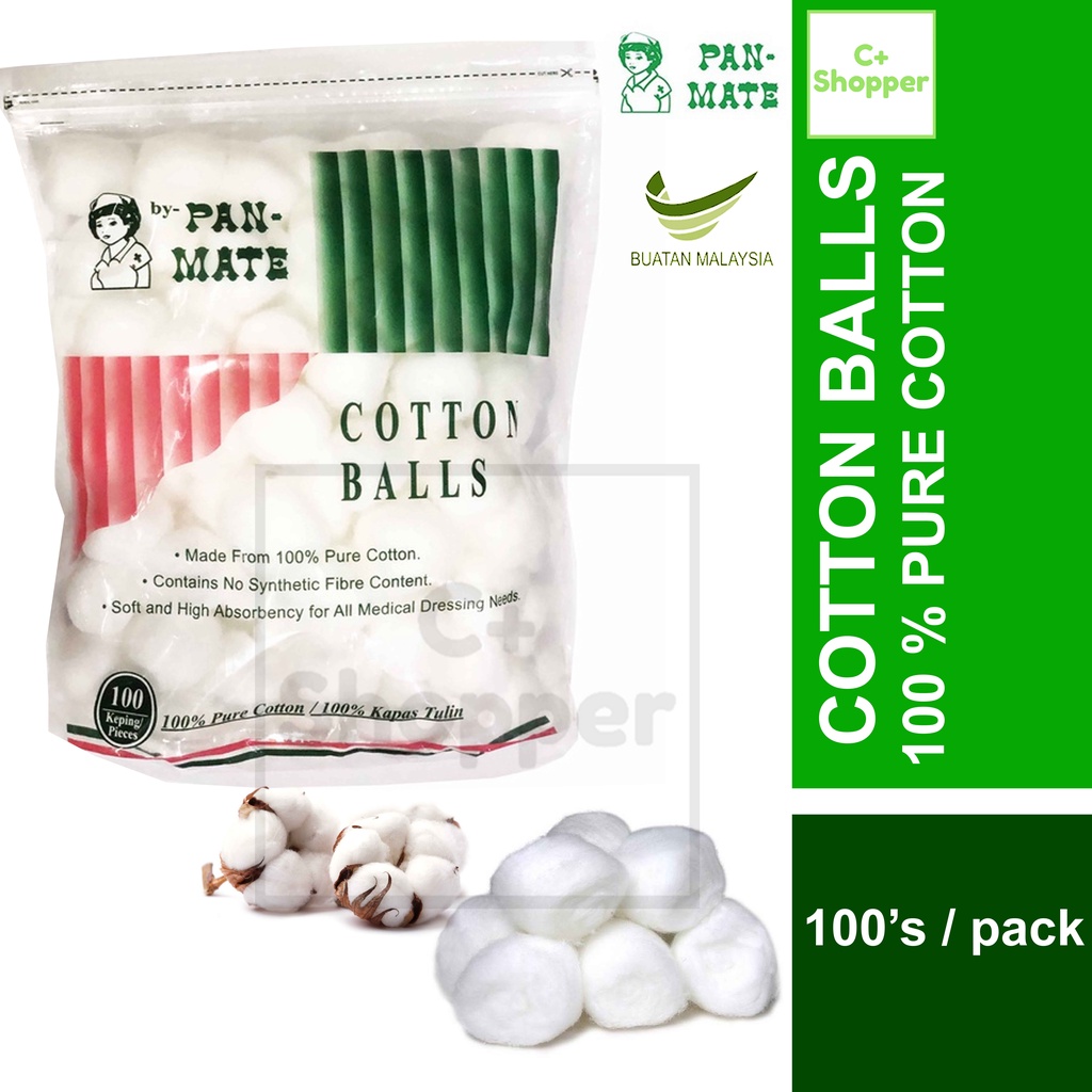 C+ Shopper Pan-Mate Pure Cotton Ball Cotton Balls 100's (single pack ...