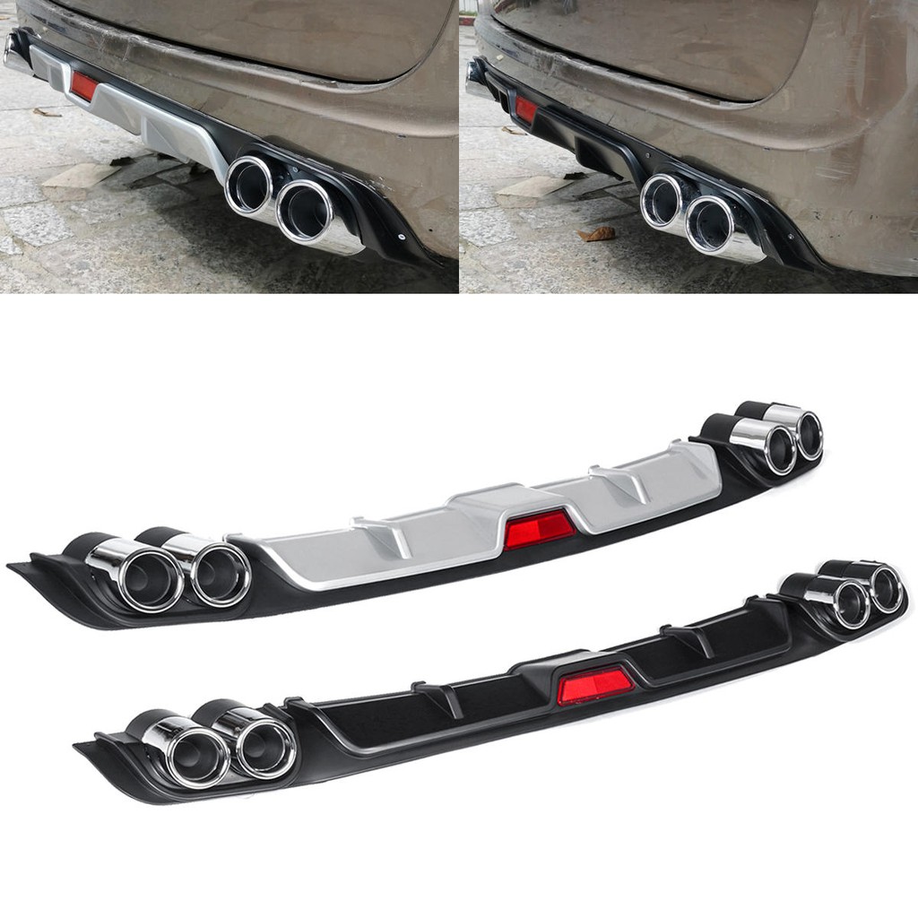 UNIVERSAL REAR BUMPER GUARD DIFFUSER WITH DUMMY EXHAUST 1 SET (SILVER ...