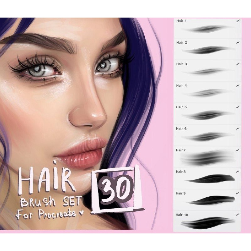 [P90] Procreate Hair Brushes Set | Ylanast Procreate Brushes | Procreate & Procreate Pocket ...