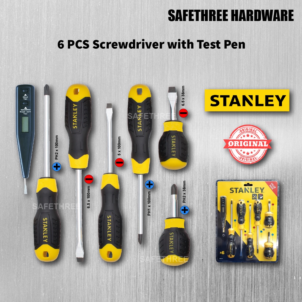 Stanley 6pcs Flat & Phillips Magnetic Tip Screwdriver Set with Digital ...