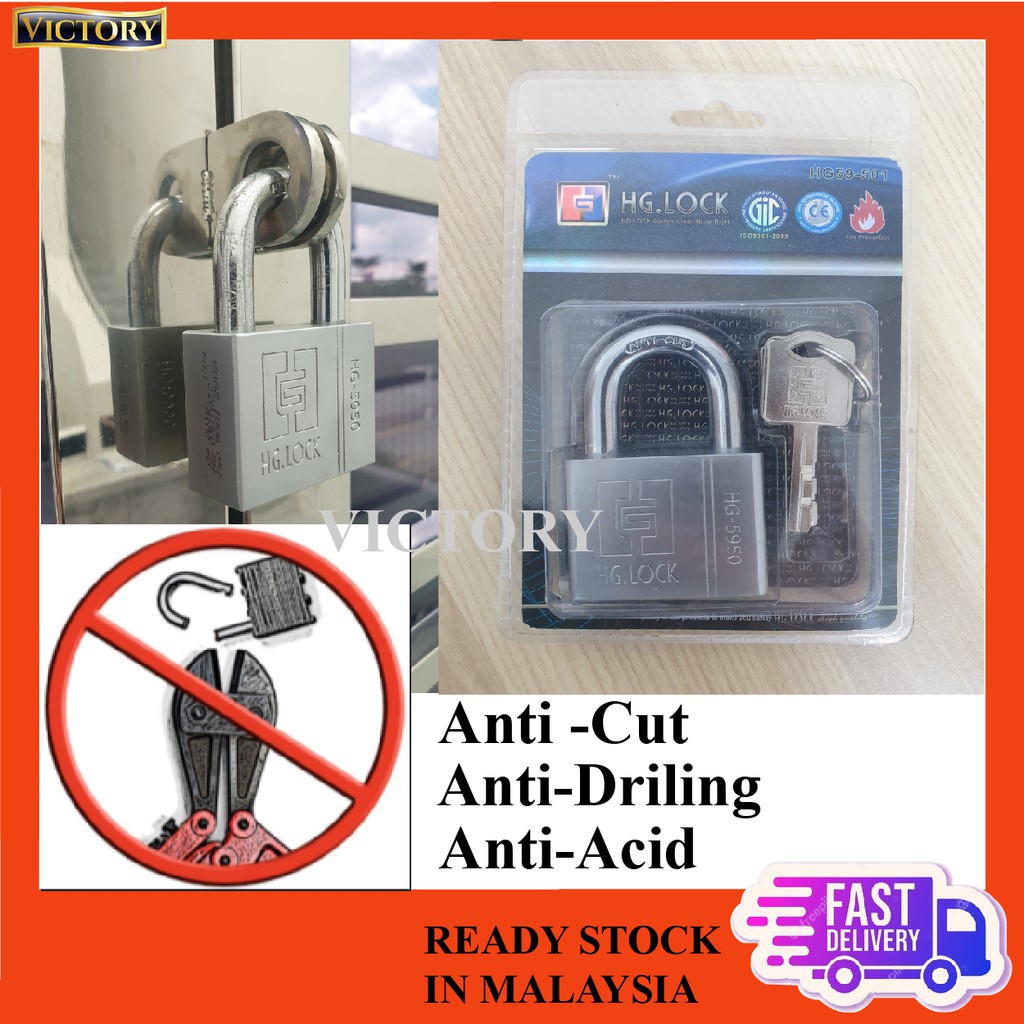 HG Pad Lock 50mm Heavy Duty Anti cut Pad Lock Set/High Quality Pad Lock ...