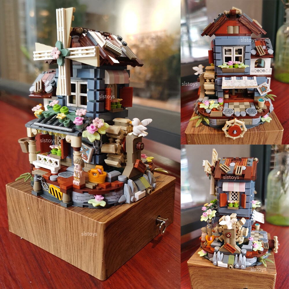 LOZ IDEAS Mini Block 1239 Windmill House Music Box Building Blocks ...