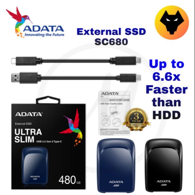 ADATA SSD EXTERNAL SC680 TYPE-C USB3.2 LIGHTWEIGHT ¦ 240GB/480GB/960GB ...