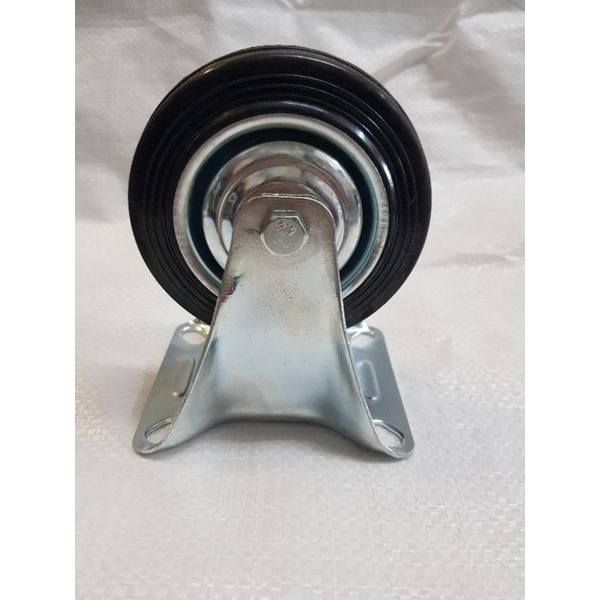 4" (100MM) HEAVY DUTY BLACK RUBBER WHEEL 手推车轮子 / SWIVEL RIGID BRAKE ...