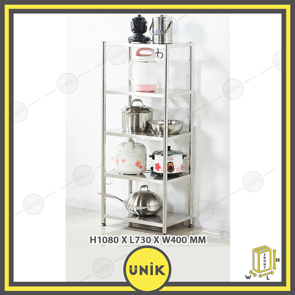 [UNIK] 5 Tiers Stainless Steel Multipurpose Kitchen Storage Rack Shelf ...