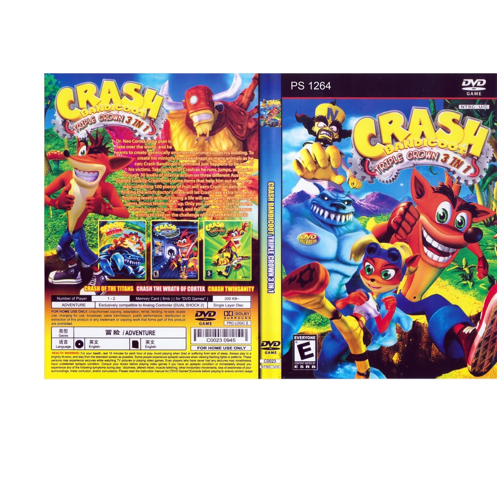 PS2 GAME COLLECTION CRASH BANDICOOT TRIPLE CROWN 3 IN 1 | Shopee Malaysia