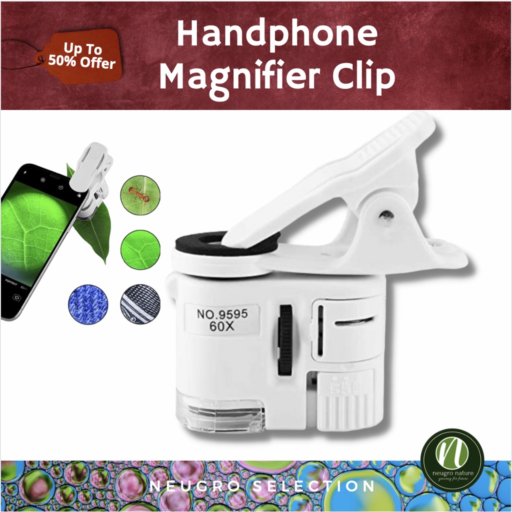 60x Handphone Microscope Magnifier/ Camera/ Video/ LED & UV Light ...