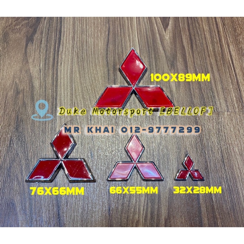 Mitsubishi Emblem Logo Red Front Rear Trunk Logo Badge Emblem Sticker ...