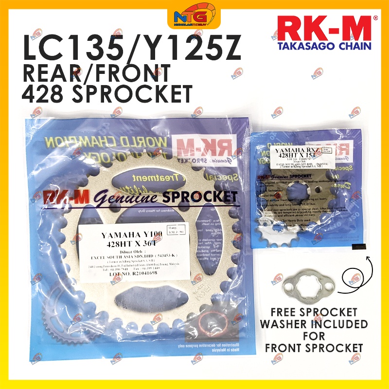 RKM Sprocket Motor 428 LC135/Y125Z/RXZ/Y100 Front/Rear RK-M | Shopee ...
