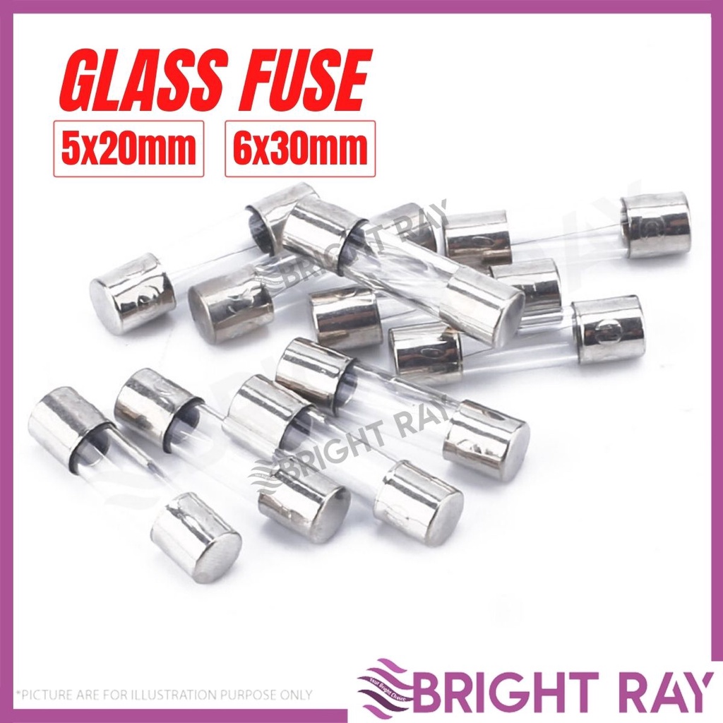 [1PC] Glass Fuse Tube 6x30mm / 5x20mm 250V Electrical Assorted Fast-blow Glass Fuse Insurance ...