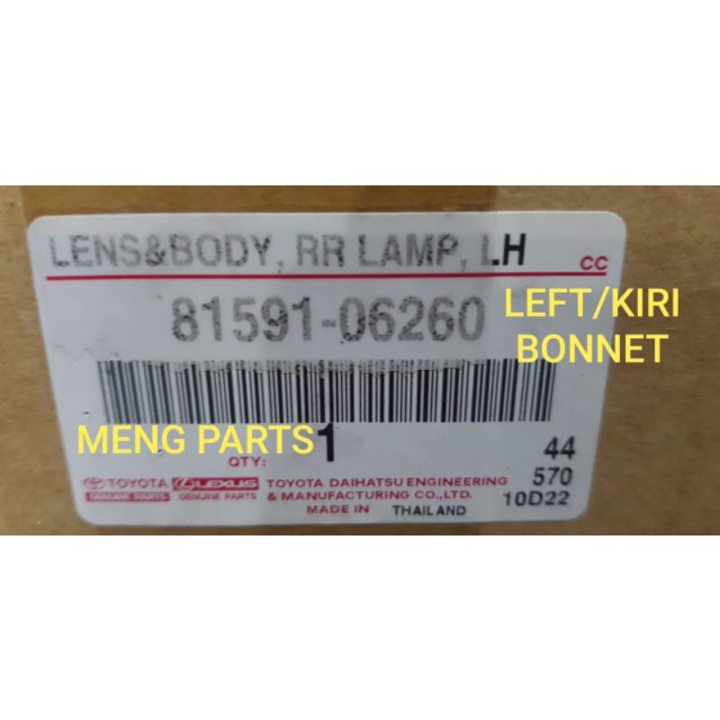 ORIGINAL TOYOTA CAMRY ACV40 2009Y-2012Y TAIL LAMP BODY & BONNET ,BODY ...