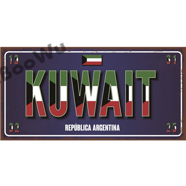 Asia Countries Name Flag License Plate Poster Vintage Home Decor Retro ...