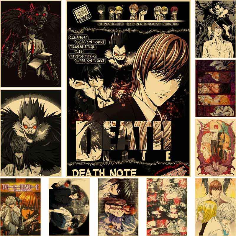 Japanese Classic Anime Series Poster Retro Kraft Paper Death Note ...