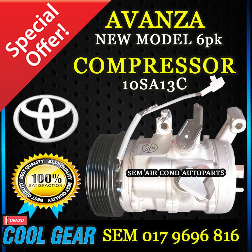 TOYOTA AVANZA NEW MODEL 6PK 10SA13C COOL GEAR COMPRESSOR/ KOMPRESOR ...