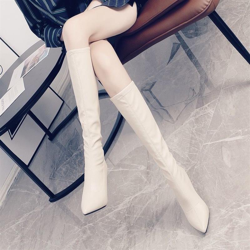 Autumn Winter Women's Knight Boots Sexy Pointed Toe High Heel Leather ...
