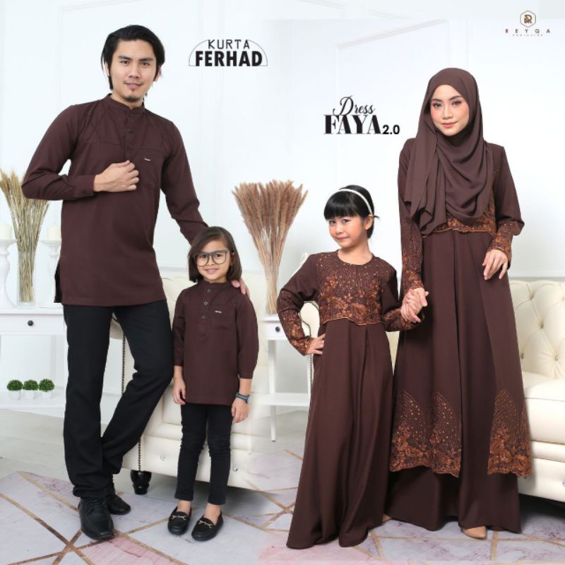 DRESS FAYA 2.0 & KURTA FERHAD SEDONDON IBU AYAH DAN ANAK-ANAK / BROWN ...