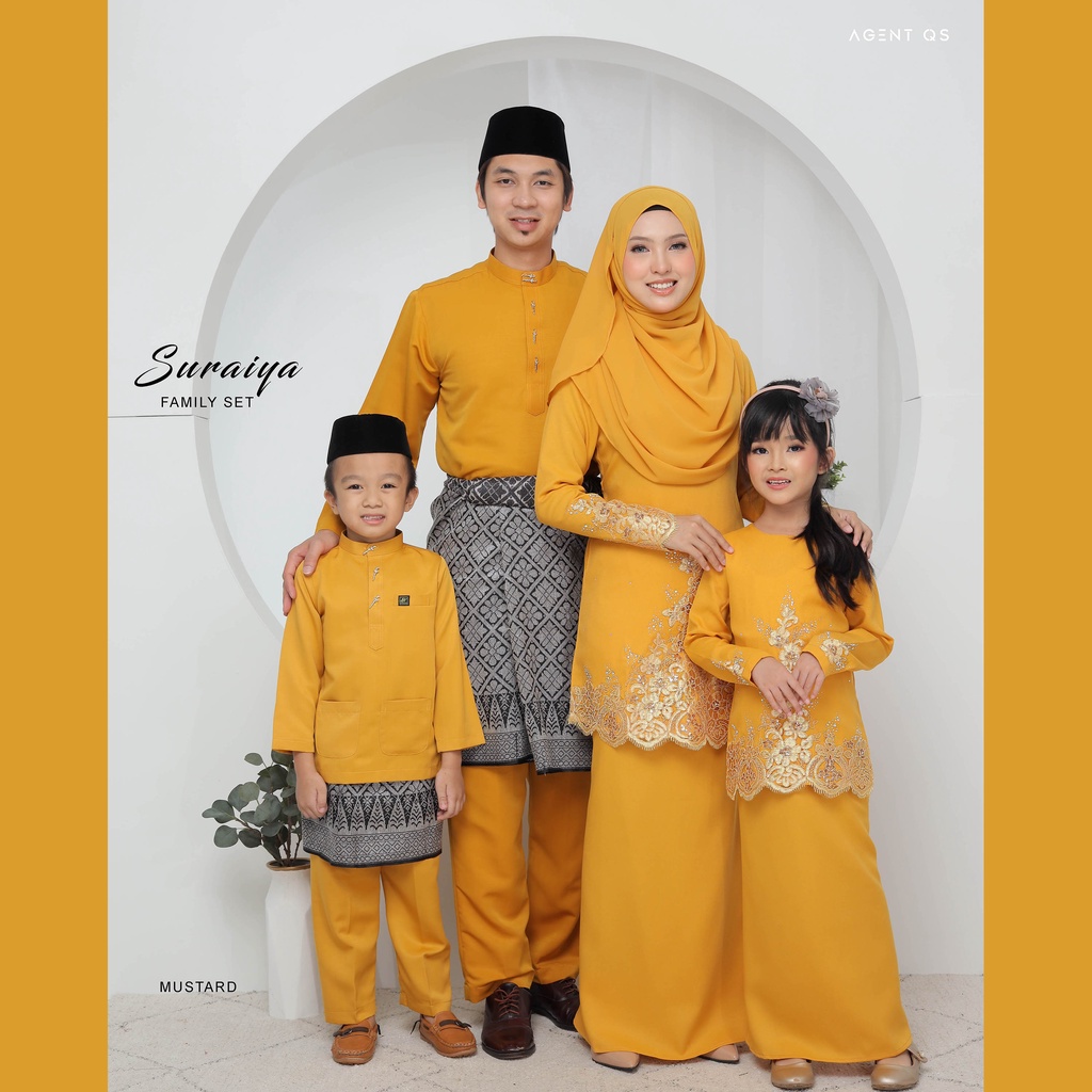 FULL SET FAMILY - ( Mustard )| Baju Kurung Moden Suraiya - Raya 2023 - by 𝐐𝐀𝐒𝐒𝐄𝐇 | Shopee Malaysia