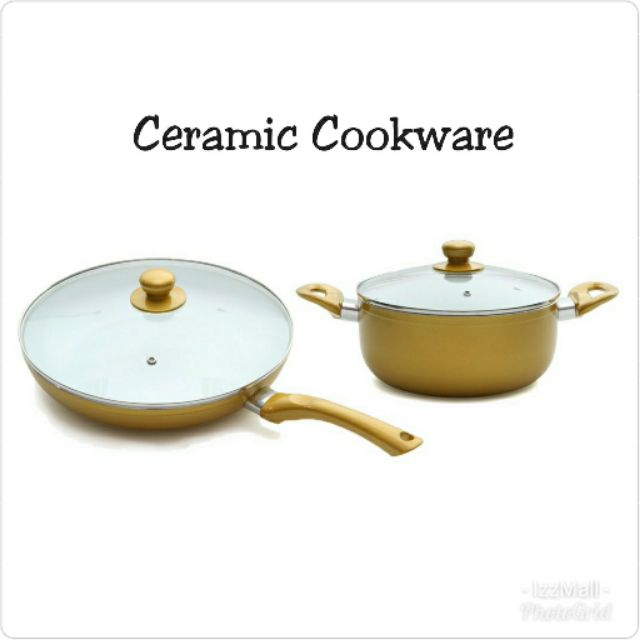 🇲🇾READY STOCK🇲🇾 SET OF CERAMIC PAN + POT WITH GLASS LID | CERAMIC ...