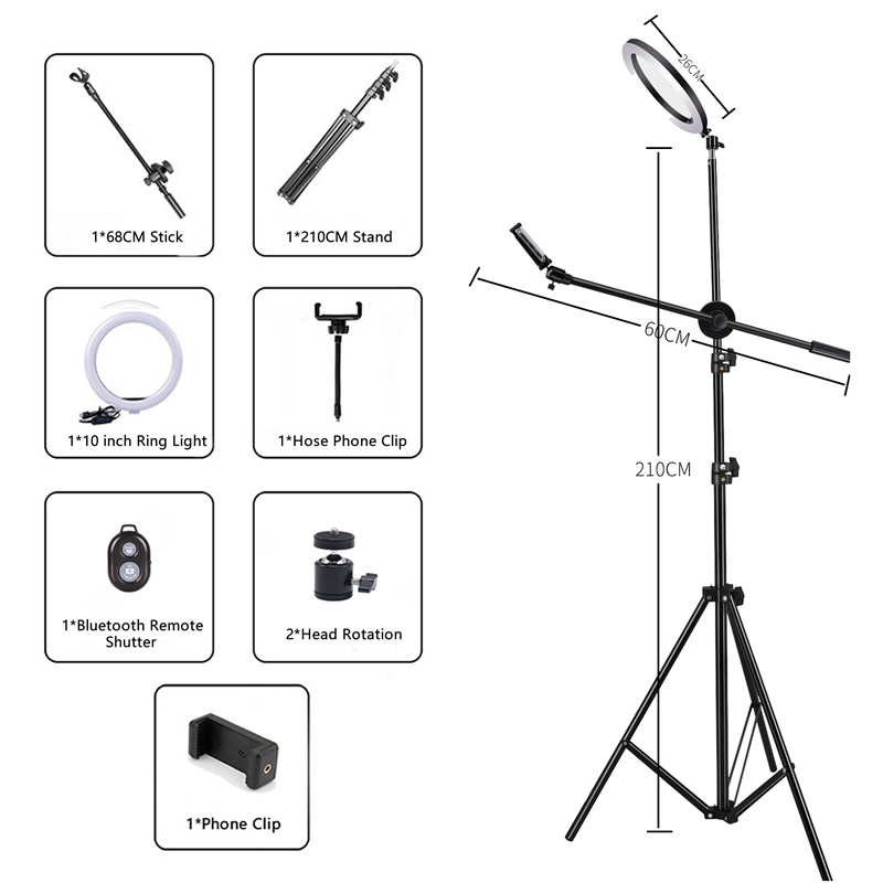 10 Led Ring Light 26cm Photography Lighting Dimmable Selfie Rgb Lamp