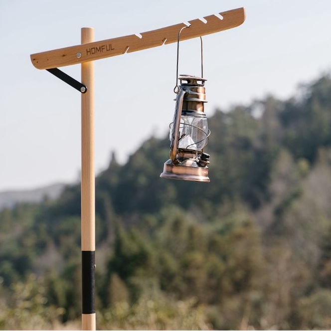 Wood Light Stand Homful Outdoor camping retro beech wood lamp holder ...