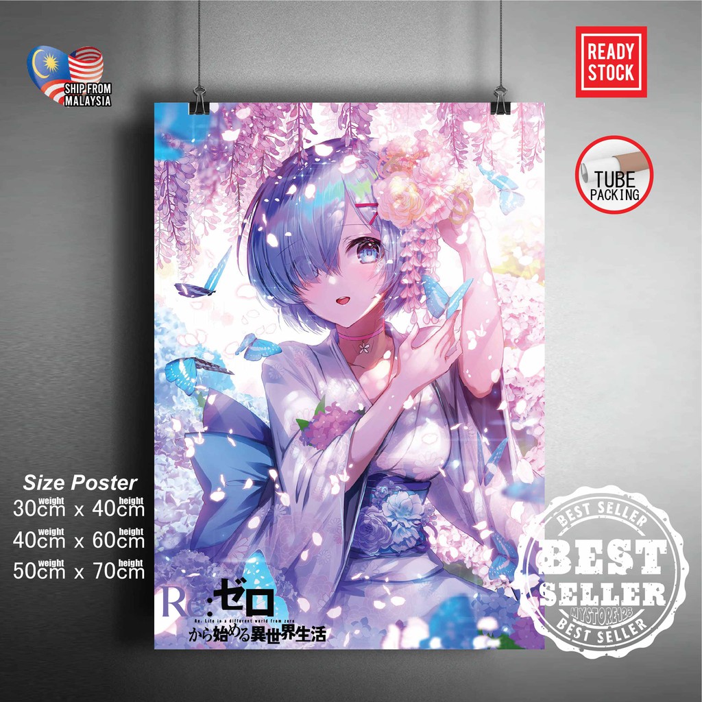 【READY STOCK】RE ZERO REM RAM Anime Poster Wall Poster Decor Wall art ...
