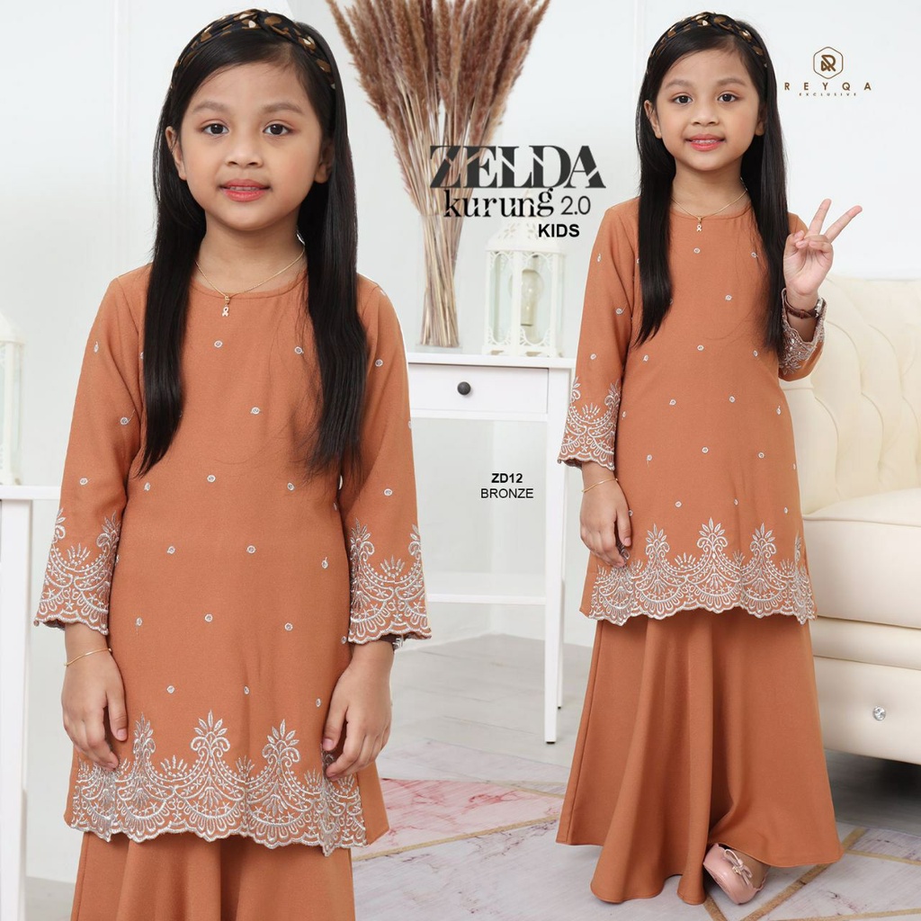 KURUNG ZELDA Moden Kids Kanak-Kanak Budak Sulam Sari Tenun Silver Tidak ...