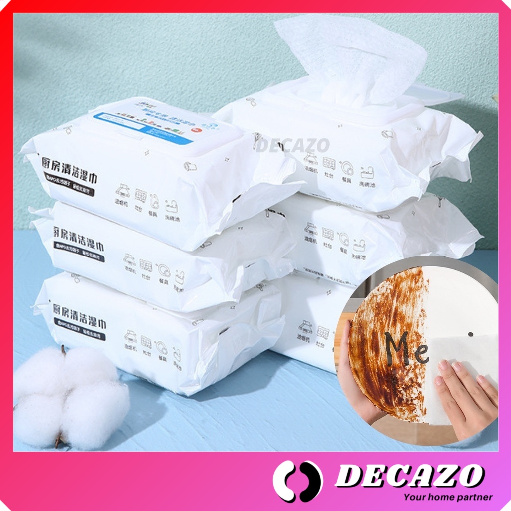80pcs Kitchen Wipes Kitchen Wet Tissue Decontamination Degreasing Wet ...