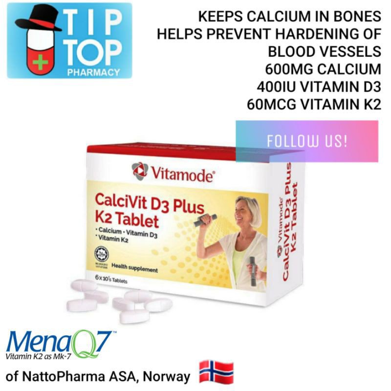 h7Ot Vitamode CalciVit D3 Plus K2 Tablets 60's ( Calcium, Vitamin D3 ...