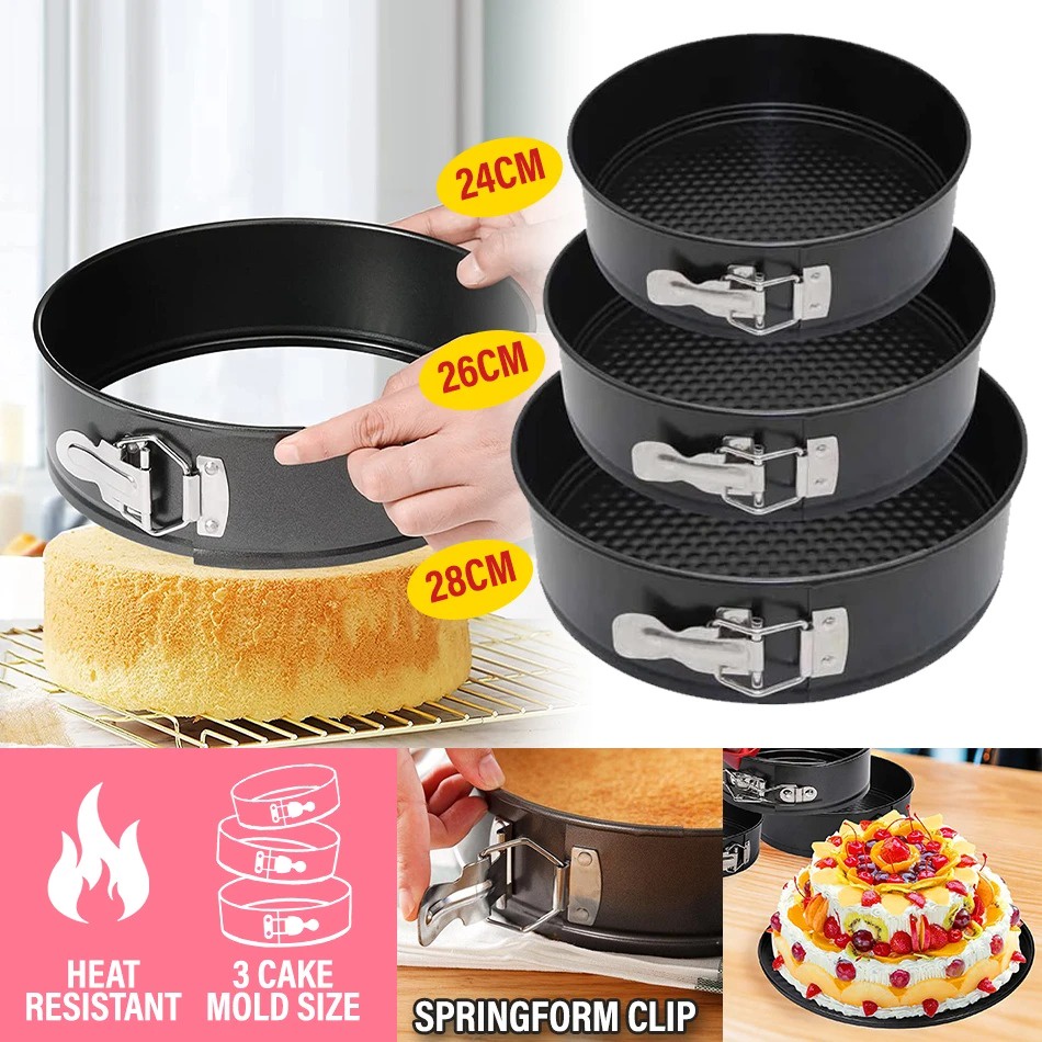 Chiaw77 [ 3PCS ] Nonstick Coating Springform Cake Mold Set / Acuan Buat ...