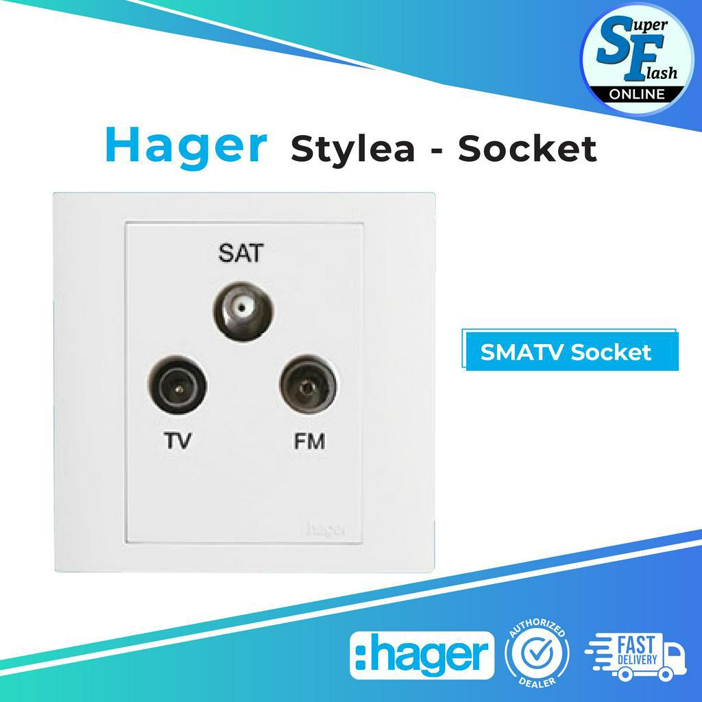 Hager Stylea Switches & Sockets CAT6/SMATV/32A DP Control || Suis Rumah | Shopee Malaysia