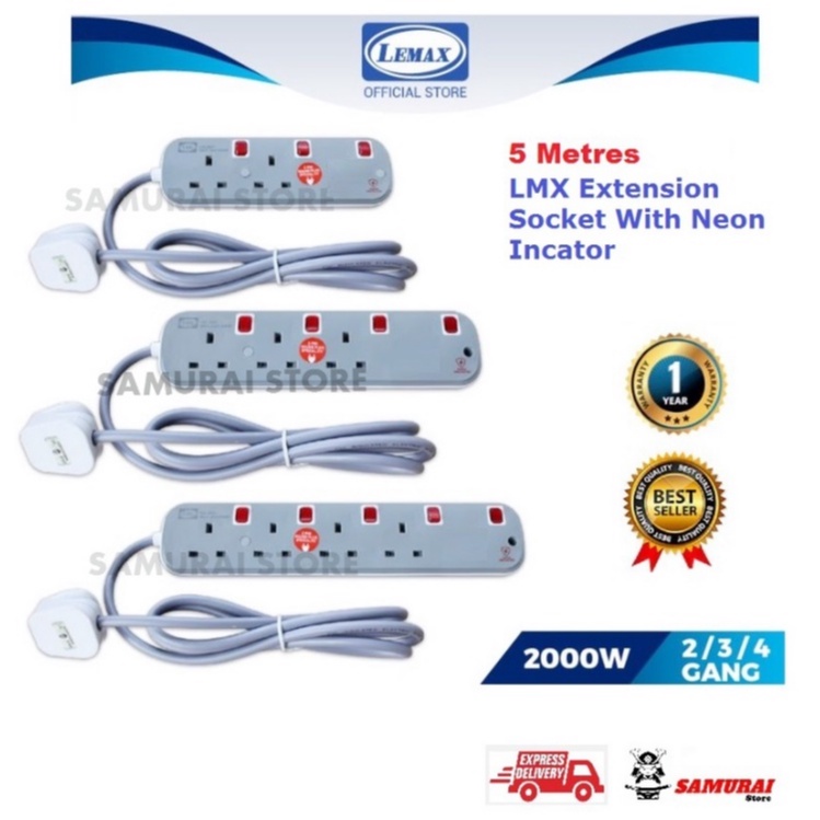 (5 Metres) LMX Extension Socket With Neon Incator / Lemax Extention ...