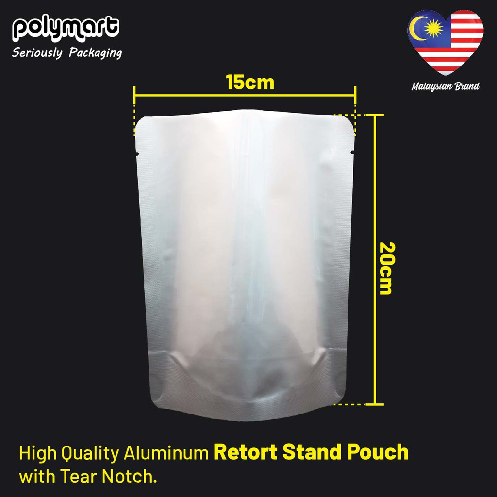 [Wholesale 2k & 5k] Aluminum RETORT Stand Pouch with Tear Notch 15x20 ...